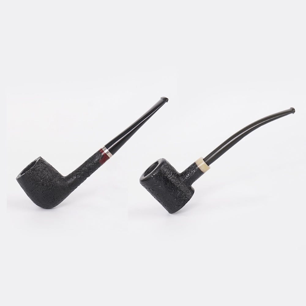 Black Sandblasted Briar Pipes Set Wooden Tobacco Pipes With Cumberland ...