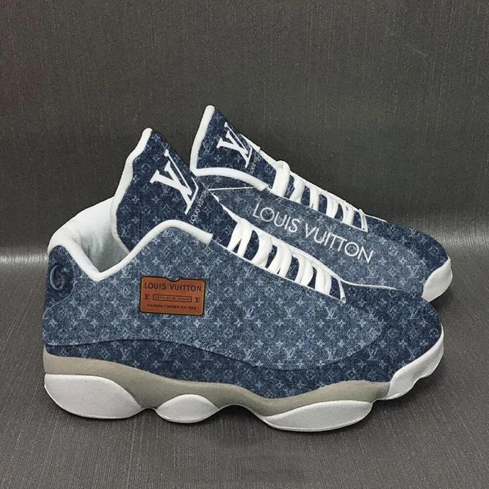 Louis Vuitton Blue LV Air Jordan 13 Luxury Shoes Sneakers Fashion ...