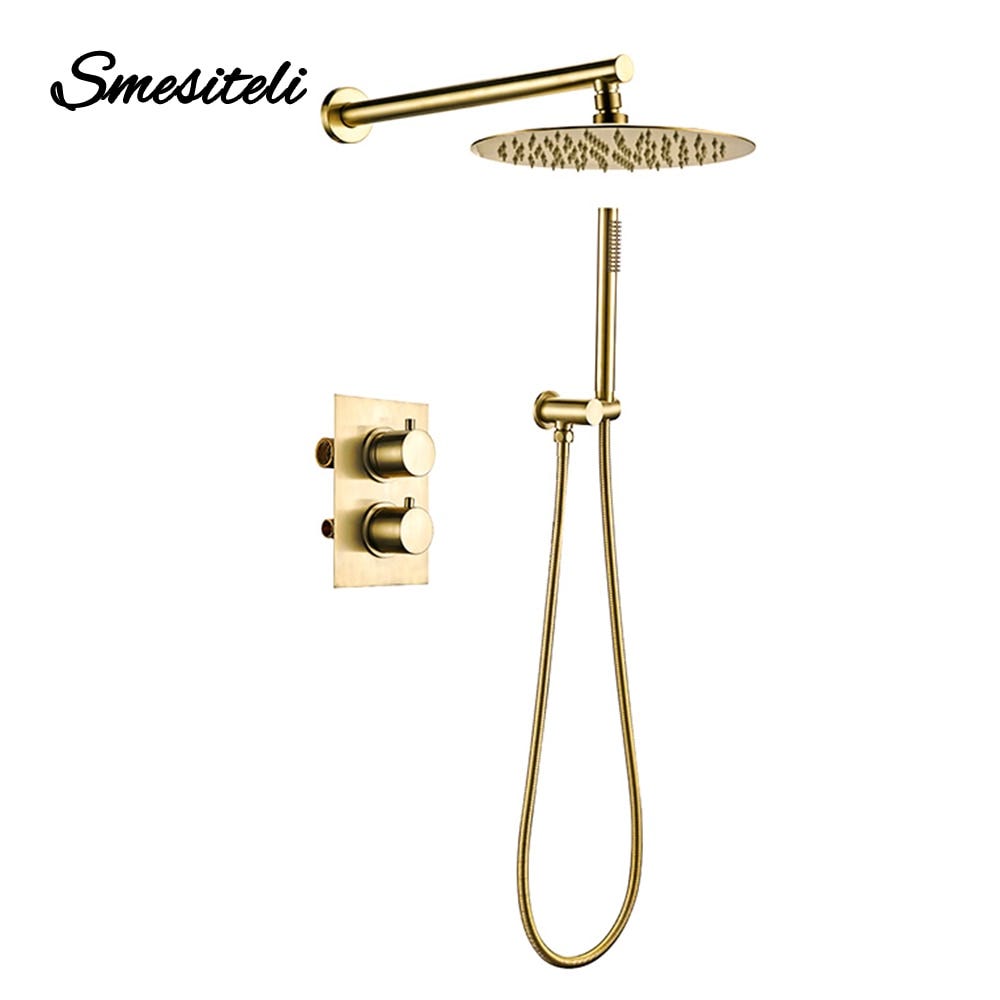 Big Deals! Thermostatic Control Mixing Bathroom Faucet Brushed Gold ...