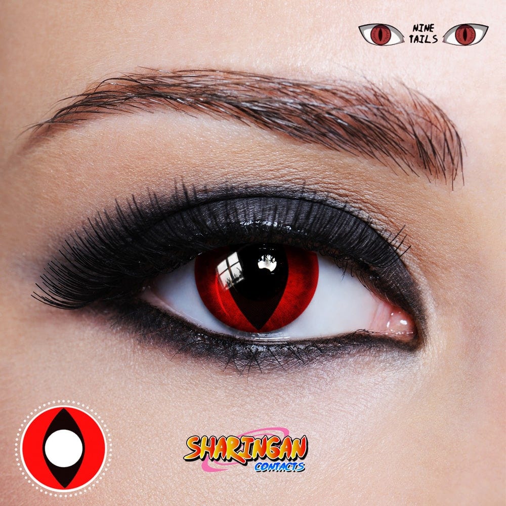 Naruto Nine Tails Eyes Contacts — Red Cat Eye - Sharingan Contacts - Medium