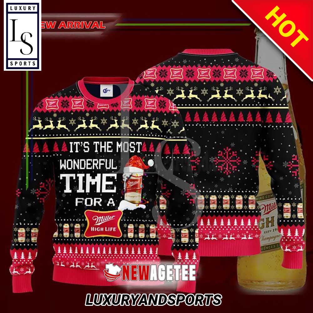 Its The Most Wonderful Time For A Miller High Life Beer Ugly Christmas ...
