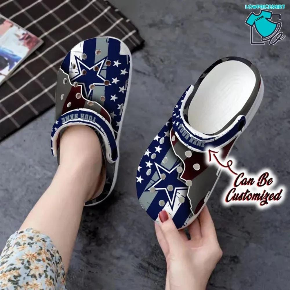 Cowboys Crocs Personalized Dallas Cowboys Team American Flag Line Clog ...