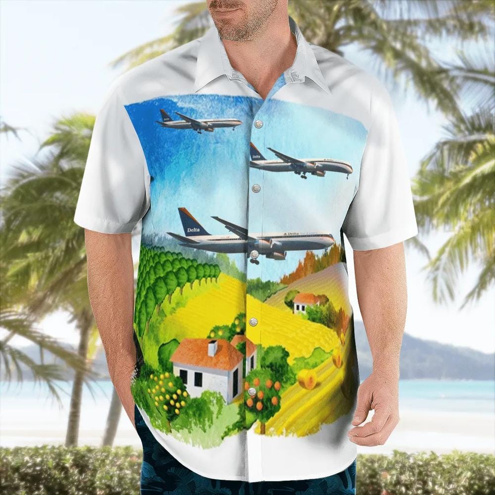 Delta Air Lines Boeing 767–332er Button Up Hawaiian Shirt | by Michael ...