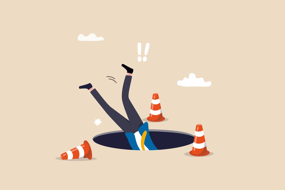 Person Falling Down Hole