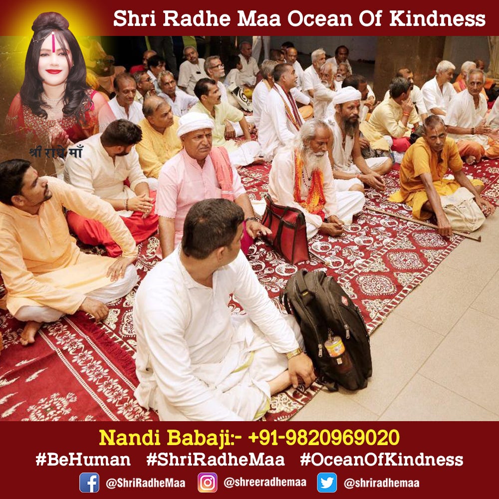 Shri Radhe Maa — Sadhu Bhoj. Shri Radhe Maa urges her devotees to… | by Reema Jain | Medium