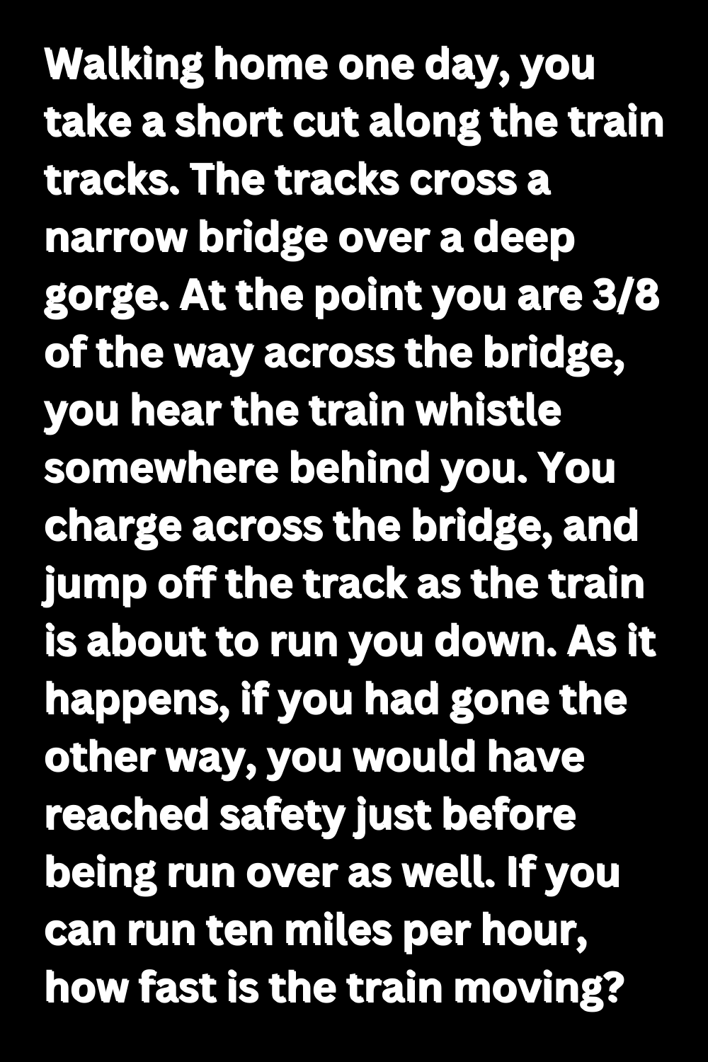 Cut Along The Tracks. Riddle: Walking home one day, you take… | by Mr ...