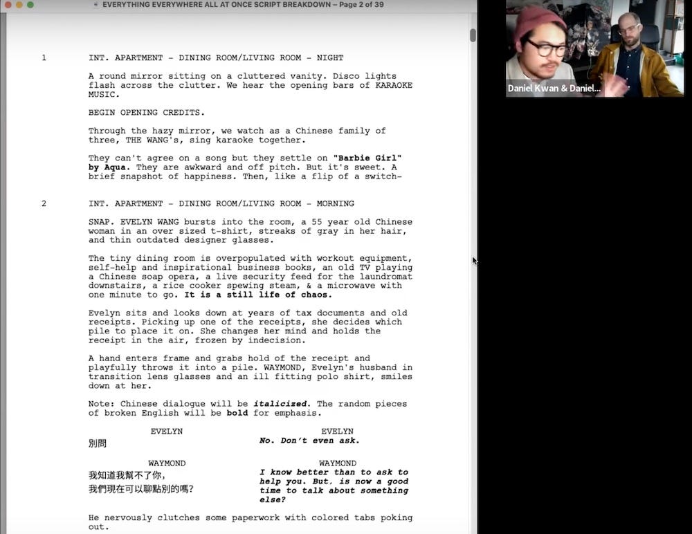 Video: Script Breakdown with Everything Everywhere All At Once’s Daniel Kwan & Daniel Scheinert ...