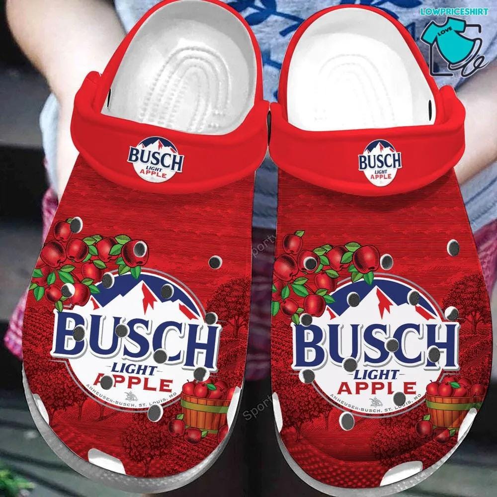 Busch Light Apple Red Crocs Clog Shoes | by David Maclachlan | Apr ...