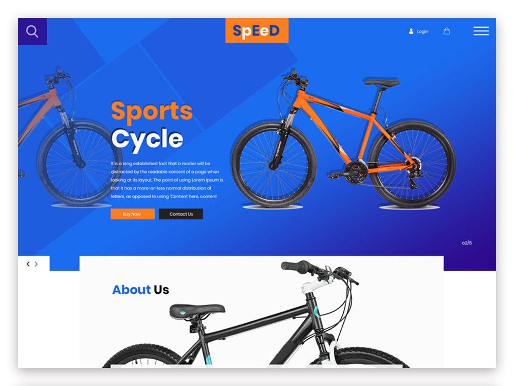 Speed — Cycle Shop PSD Template. Create your own website store for your ...