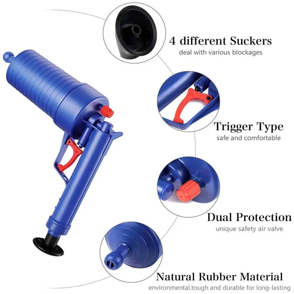 High-Pressure Air Drain Blaster Pump Plunger Sink Pipe Clog Remover ...
