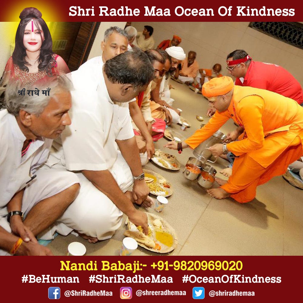 Shri Radhe Maa — Sadhu Bhoj. Many people believe that giving people… | by Chitra Shah | Medium