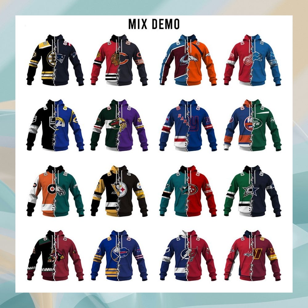 CUSTOMIZED Mix NFL x NHL Hockey Special Design Teams Jersey Hoodie | by ...