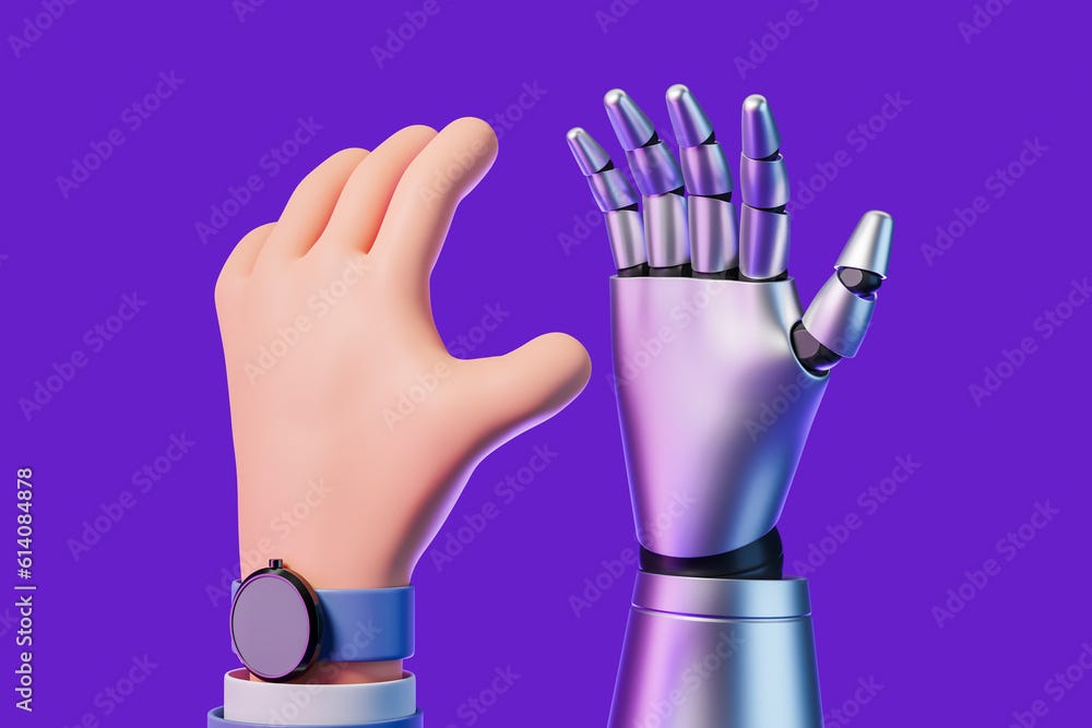 Humans High-Fiving AI: Embracing Technology Without Losing Our Humanity | by Takura Chiya | Oct ...