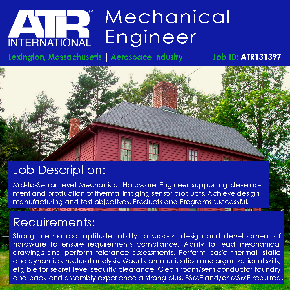 Mechanical Engineer. Lexington, Massachusetts | Aerospace… | by ATR ...