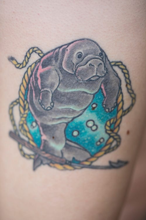 Manatee Drawing Shoulder Tattoo