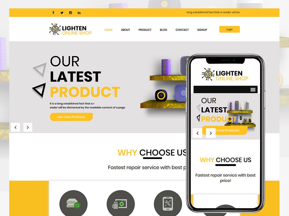 Lighten — Free Electronic Html Template | by HTML Design — Free Html ...