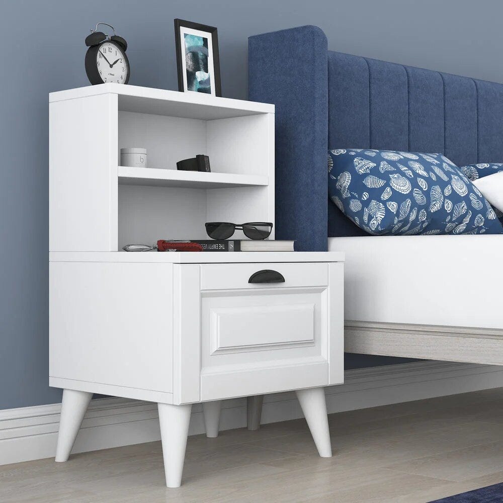 Shop Home Canvas Bedside Table Night Stand with 2 Shelves ...