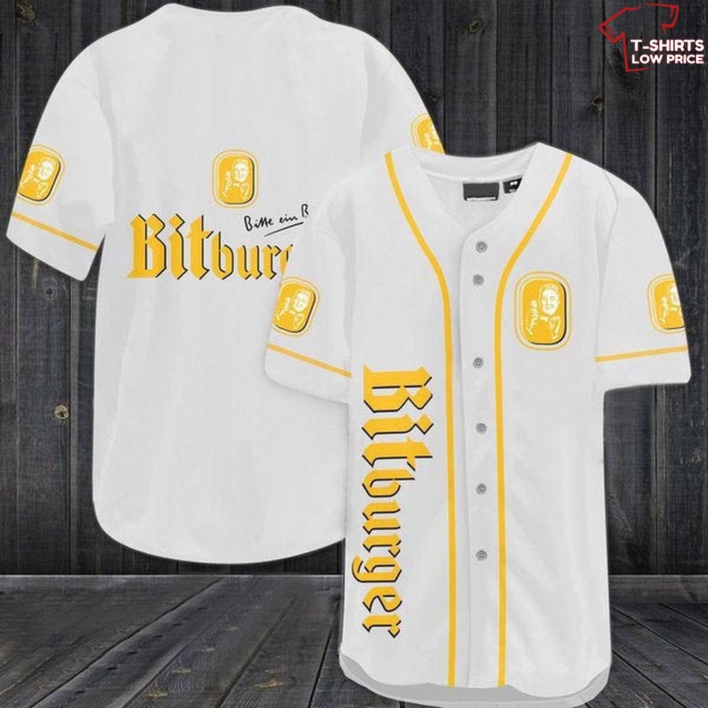 White Bitburger Beer Baseball Jersey | by Muredac Borror | Jun, 2024 ...