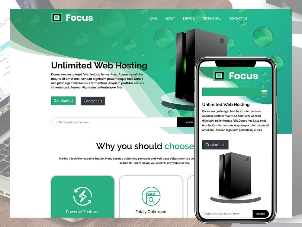 Focus — Web Hosting Html Template | by HTML Design — Free Html Template ...
