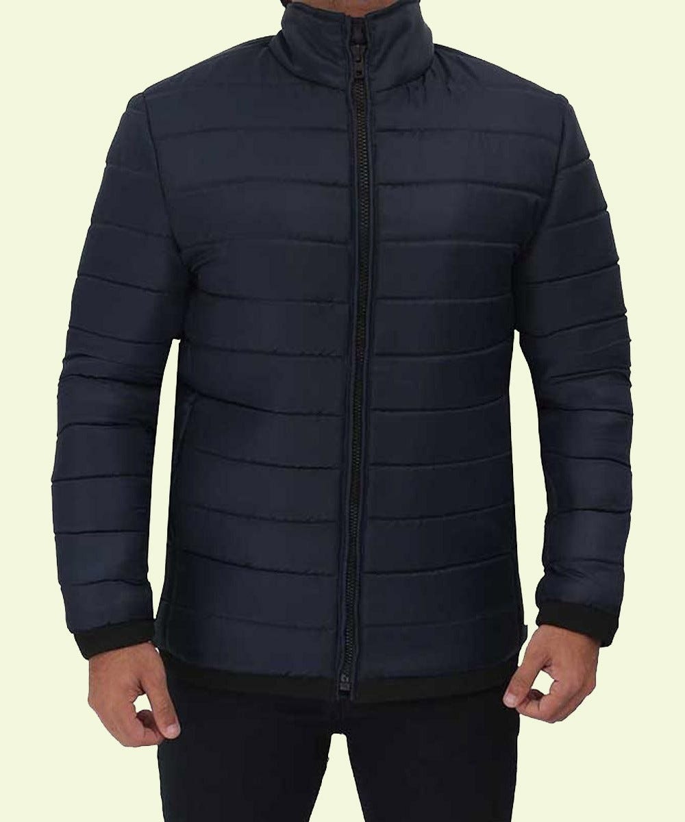 Mens Dark Blue Puffer Jacket - Jhonbring - Medium