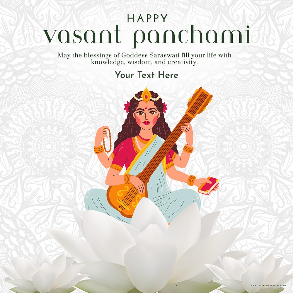 Vasant panchami 2024 wishes greetings images with name in English | by ...