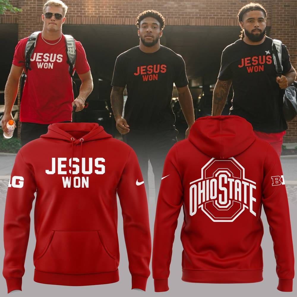 Ohio State JESUS WON 2024 Red Hoodie Pants Cap | by Beebeosstore | Sep ...