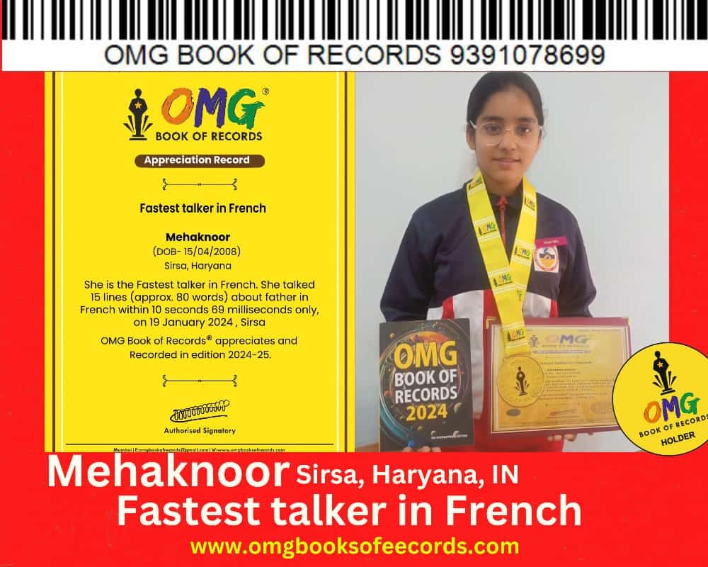 Youngest Indian Girl Fastest talker in French Enter in OMG BOOK OF ...