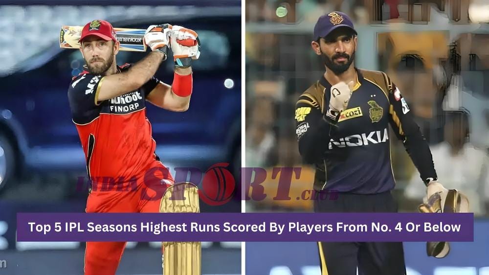 Top 5 IPL Seasons Highest Runs Scored By Players From №4 Or Below ...