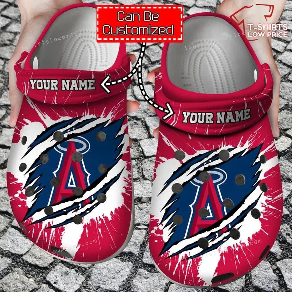 Personalized Los Angeles Angels Ripped Claw Crocs Clog Shoes | by ...