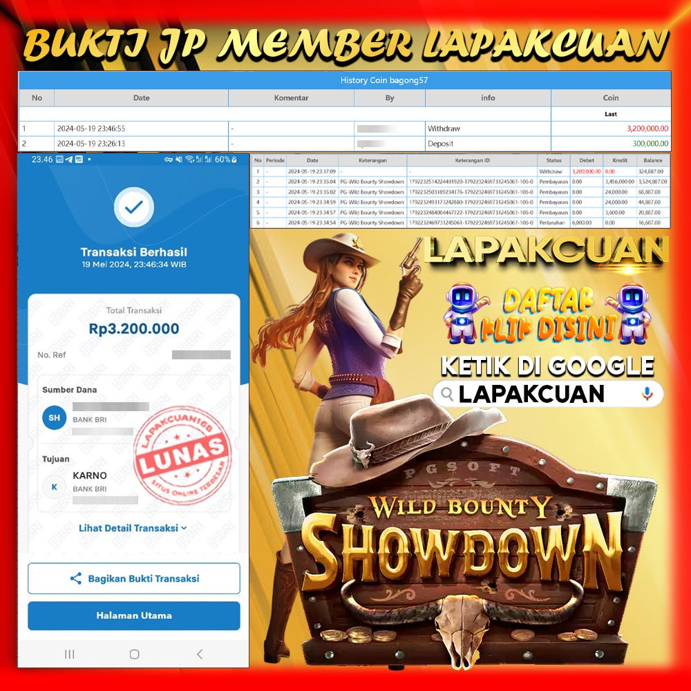 BUKTI JP MEMBER LAPAKCUAN USER ID : b**on**7 SEBESAR Rp.3.200.000,- - Lapakcuan Tergacor - Medium