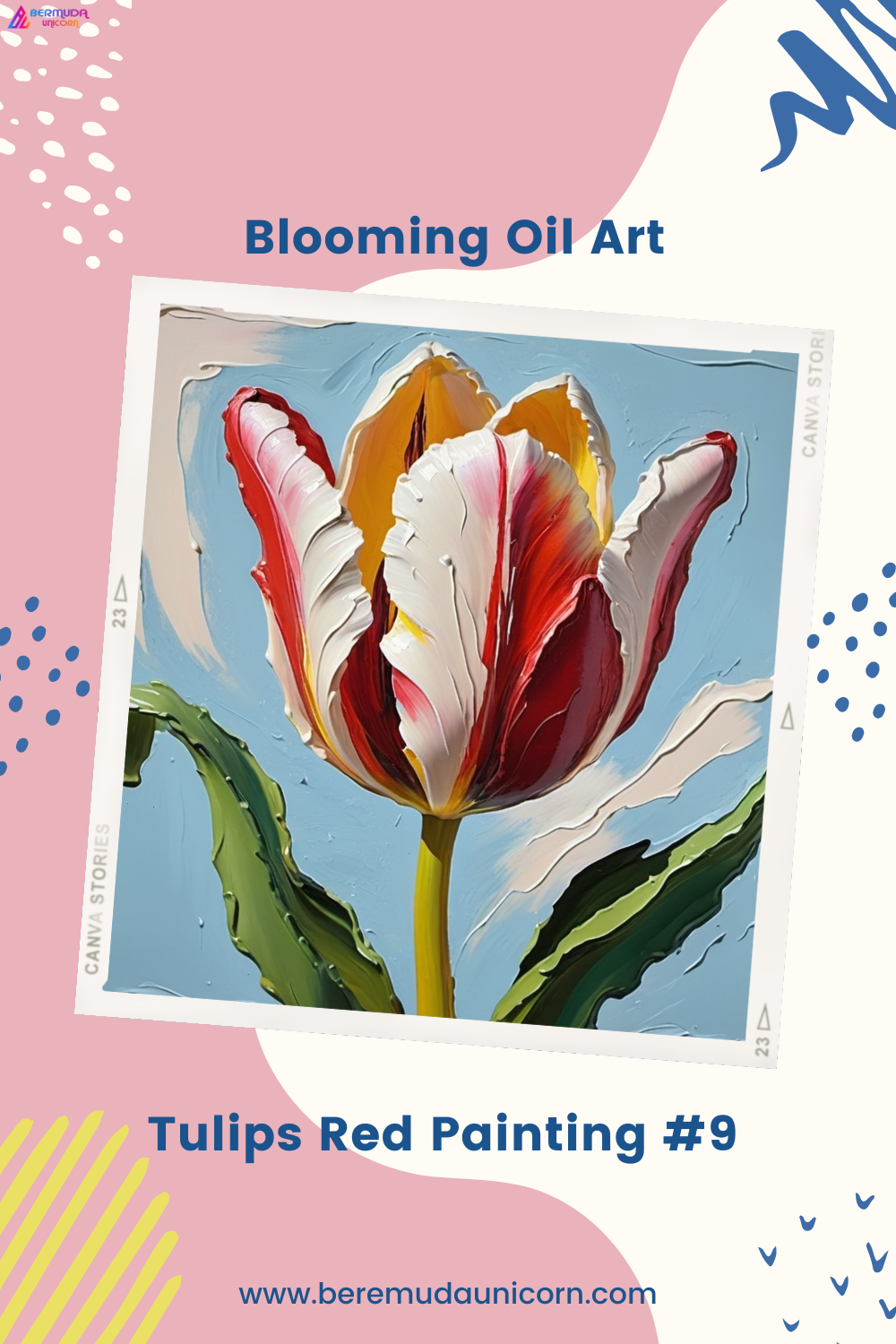 Tulips Red Painting #9: A digital painting of red tulips, focusing on ...