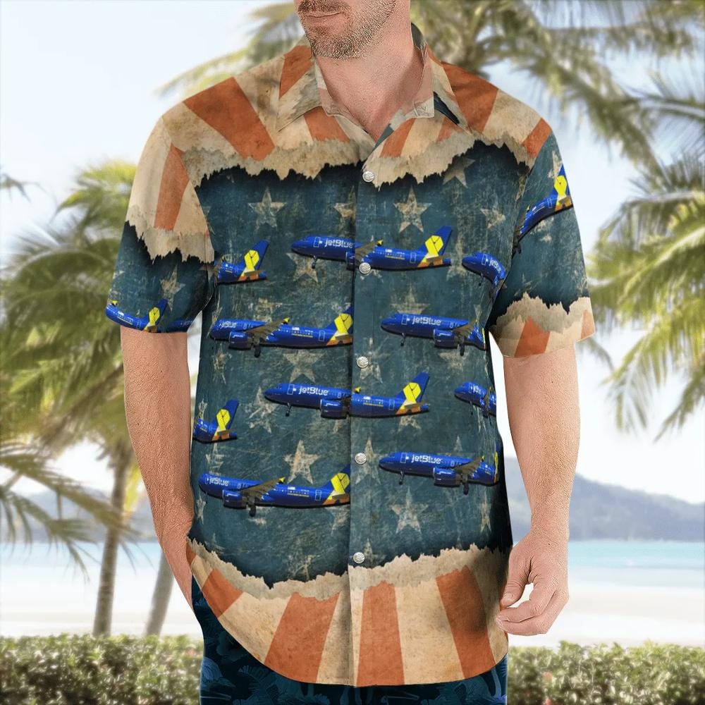 Jetblue Airways Airbus A320–232 veterans Aloha Hawaiian Shirt | by ...