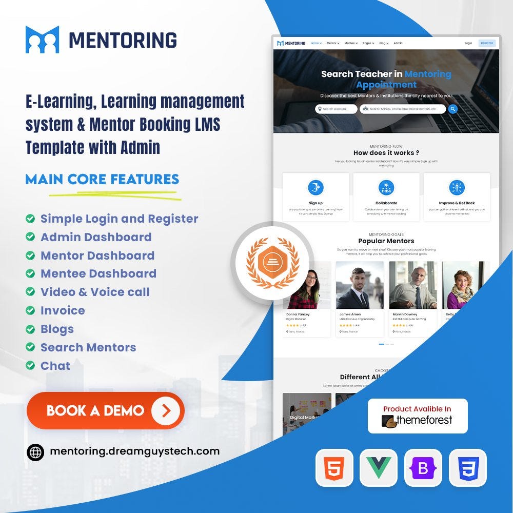 Mentoring — eLearning, Learning management system & Mentor Booking LMS Template with Admin | by ...