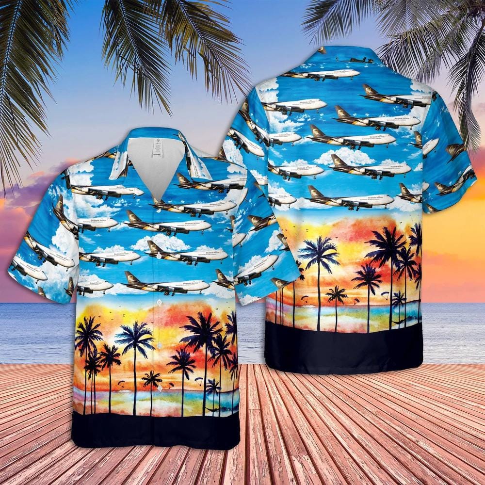Amazing Ups Airlines Boeing Button Up Hawaiian Shirt For Mens Womens ...