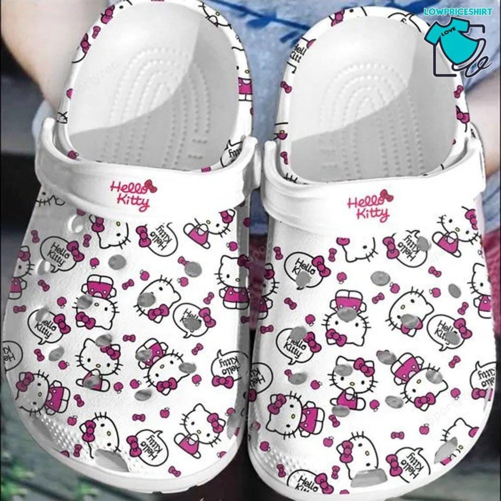 Hello Kitty Pattern Pink White Crocs Clogs Crocband Shoes | by Donald ...