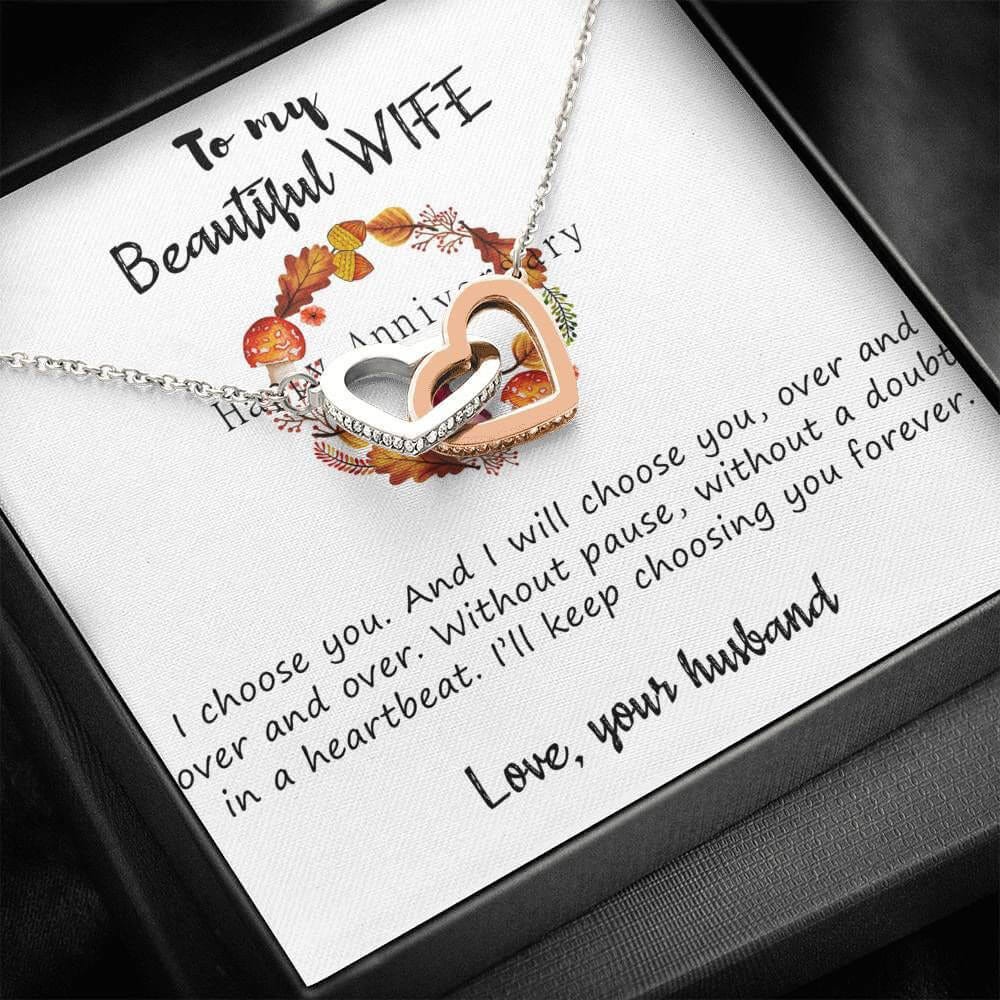 I Choose You Anniversary Gift For Wife From Husband Interlocking Hearts ...