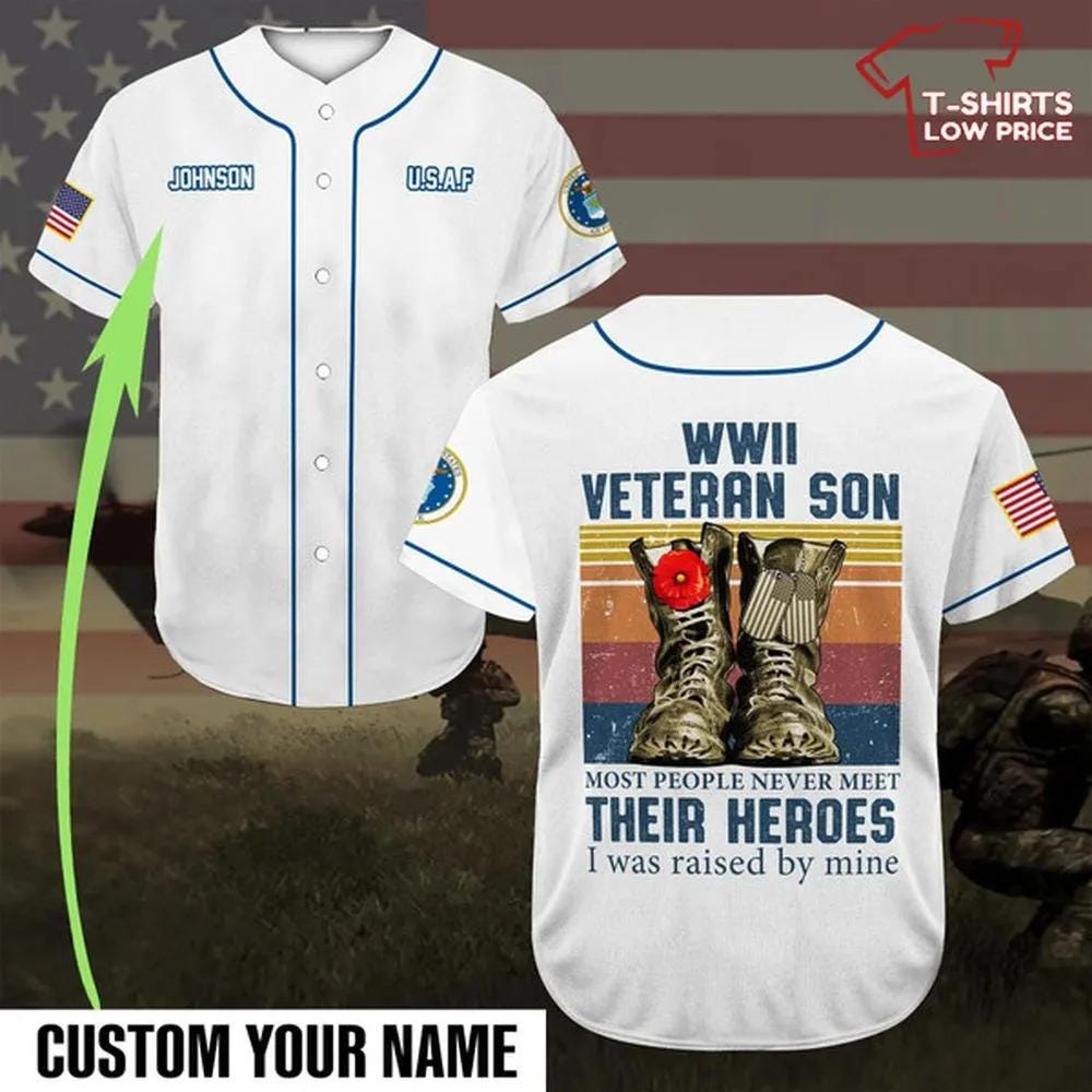 Custom Name Us Air Force Wwii Veteran Son Baseball Jersey | by Lottie ...