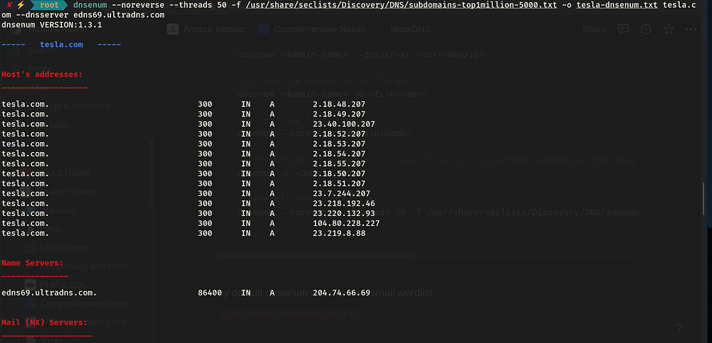 dnsenum, sublist3r, findomain and massdns tools for dns enumeration ...