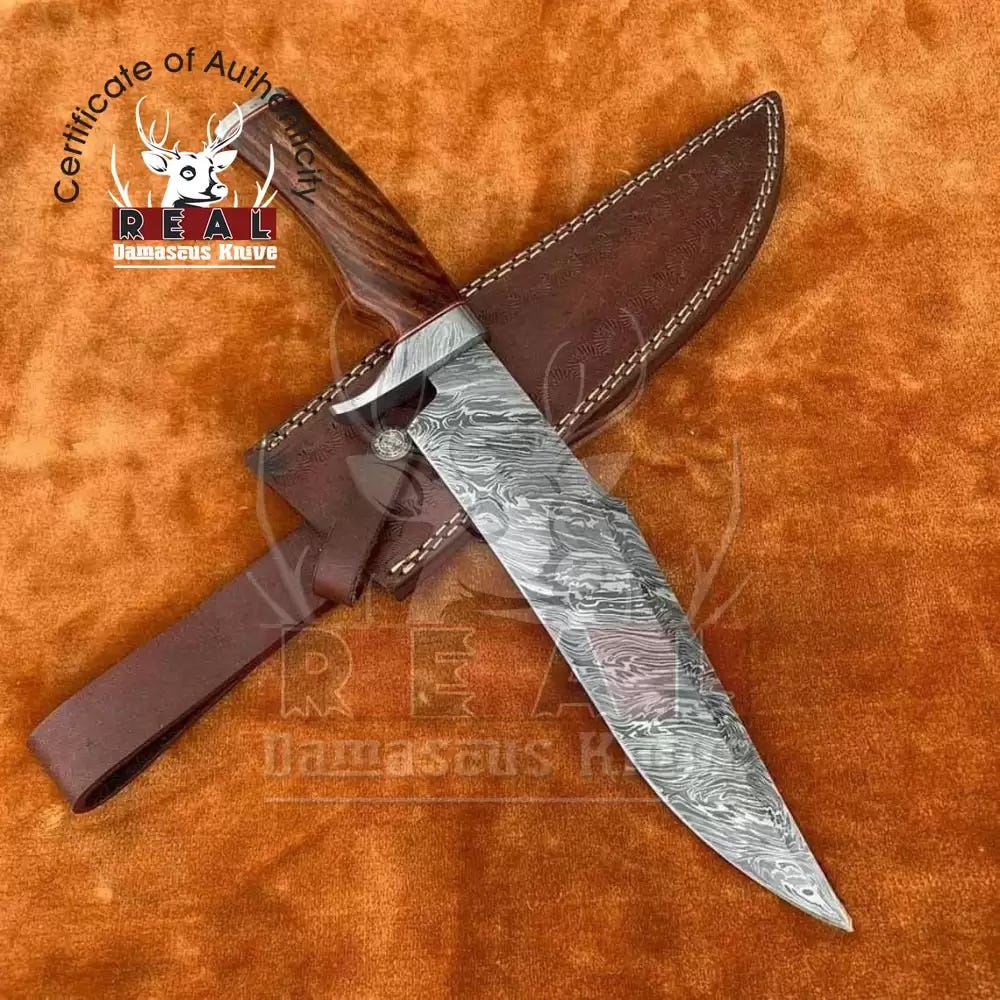 Custom Handmade Damascus Steel Hunter Bowie Knife | by Realdamascusknive | Medium