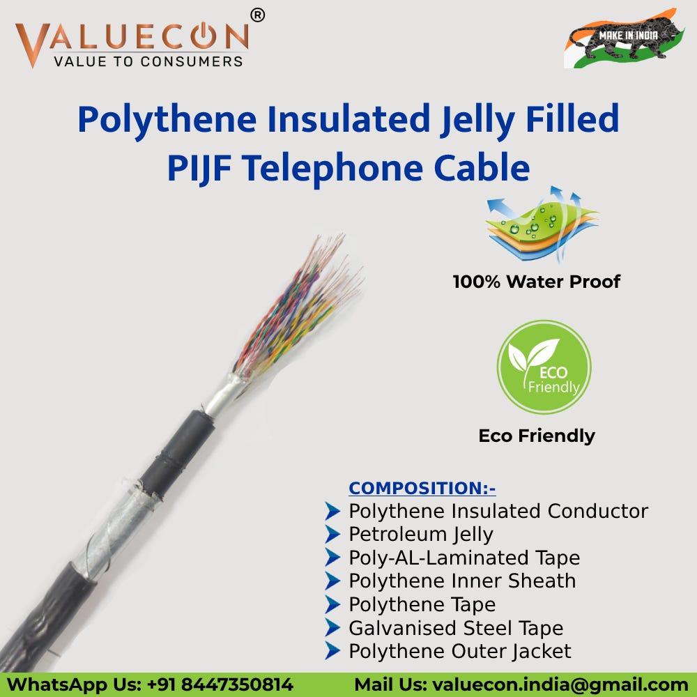 Polythene Insulated Jelly Filled PIJF Telephone Cable - Valuecon Pvt ...