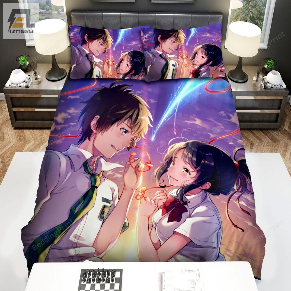Your Name Kimi No Na Wa Characters Mitsuha And Taki Bed Sheets Duvet ...