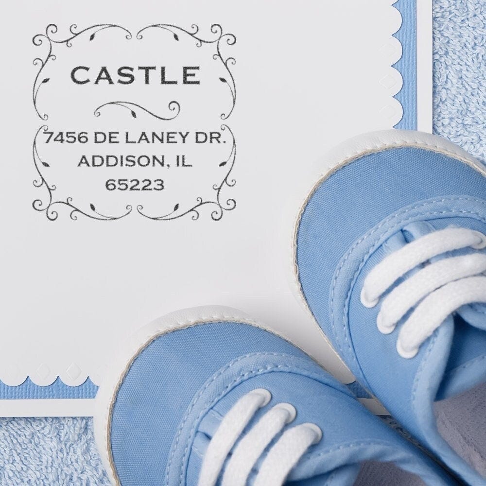 Custom Made Leaf Border Address Stamp | Personalized Stamp - Acorn ...