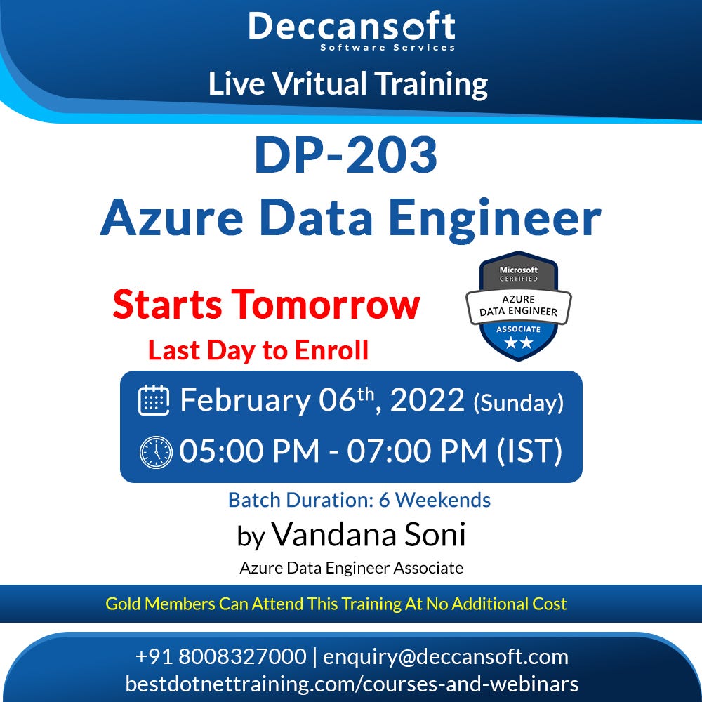 Last Day To Enroll — Dp 203 Implementing And Designing An Azure Data Solution