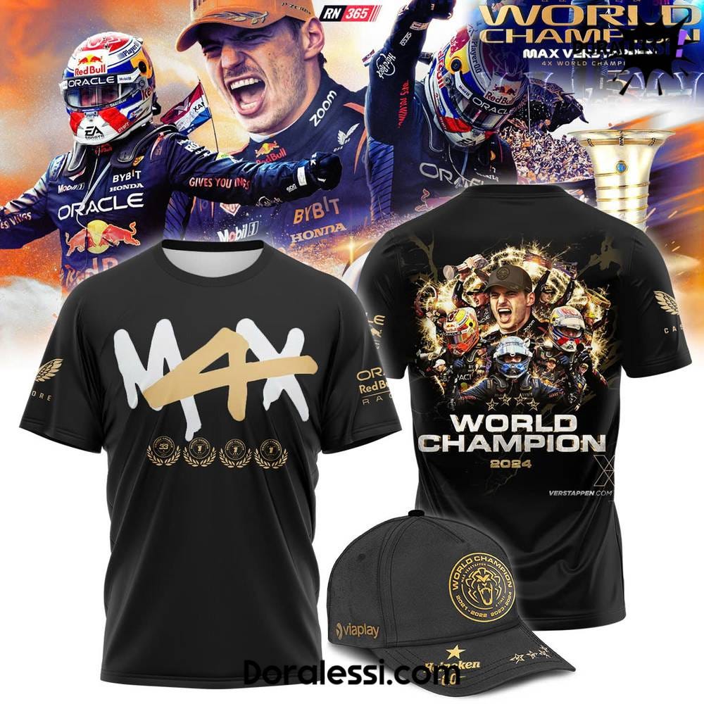 M4x Verstappen World Champion 4th Black Shirt | by Fawadhinnabr | Nov, 2024 | Medium