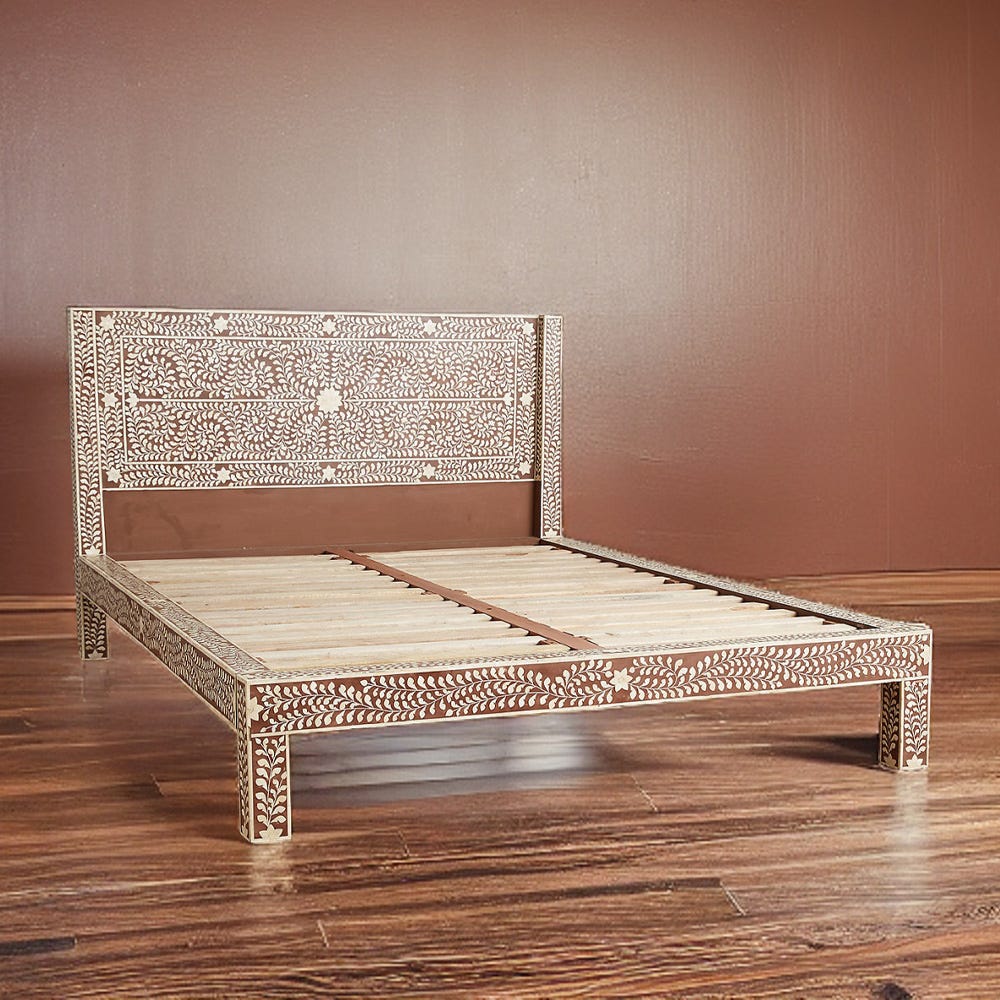 Bone Inlay Handcrafted Bed And Headboard For Bedroom By Prakash Handicraft Jun 2023 Medium