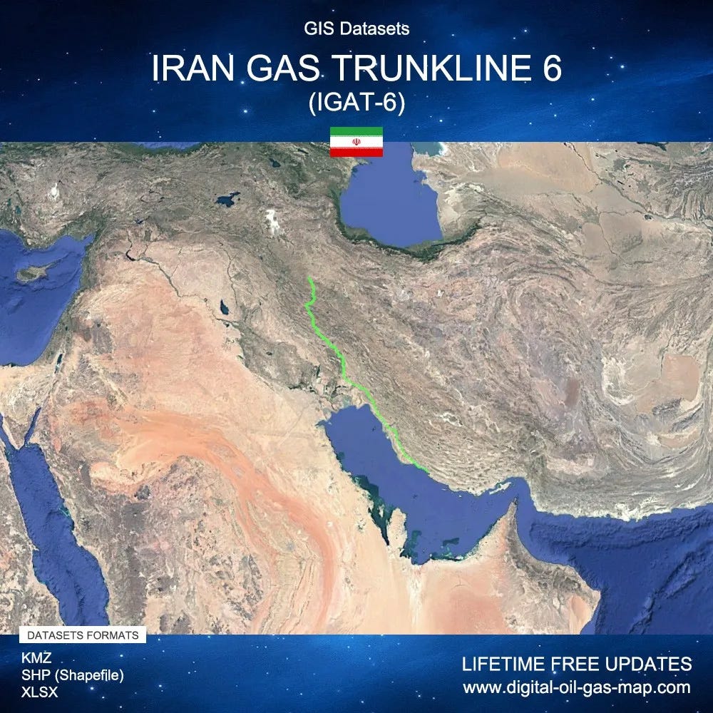 GIS Datasets of Iran Gas Trunkline 6 (IGAT-6) - Digital Oil & Gas Maps ...