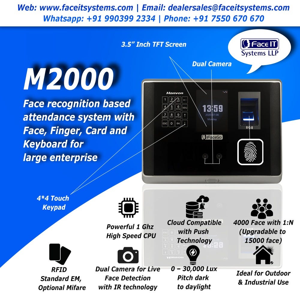M2000 Face Recognition Based Attendance System with Face,Finger,Card ...