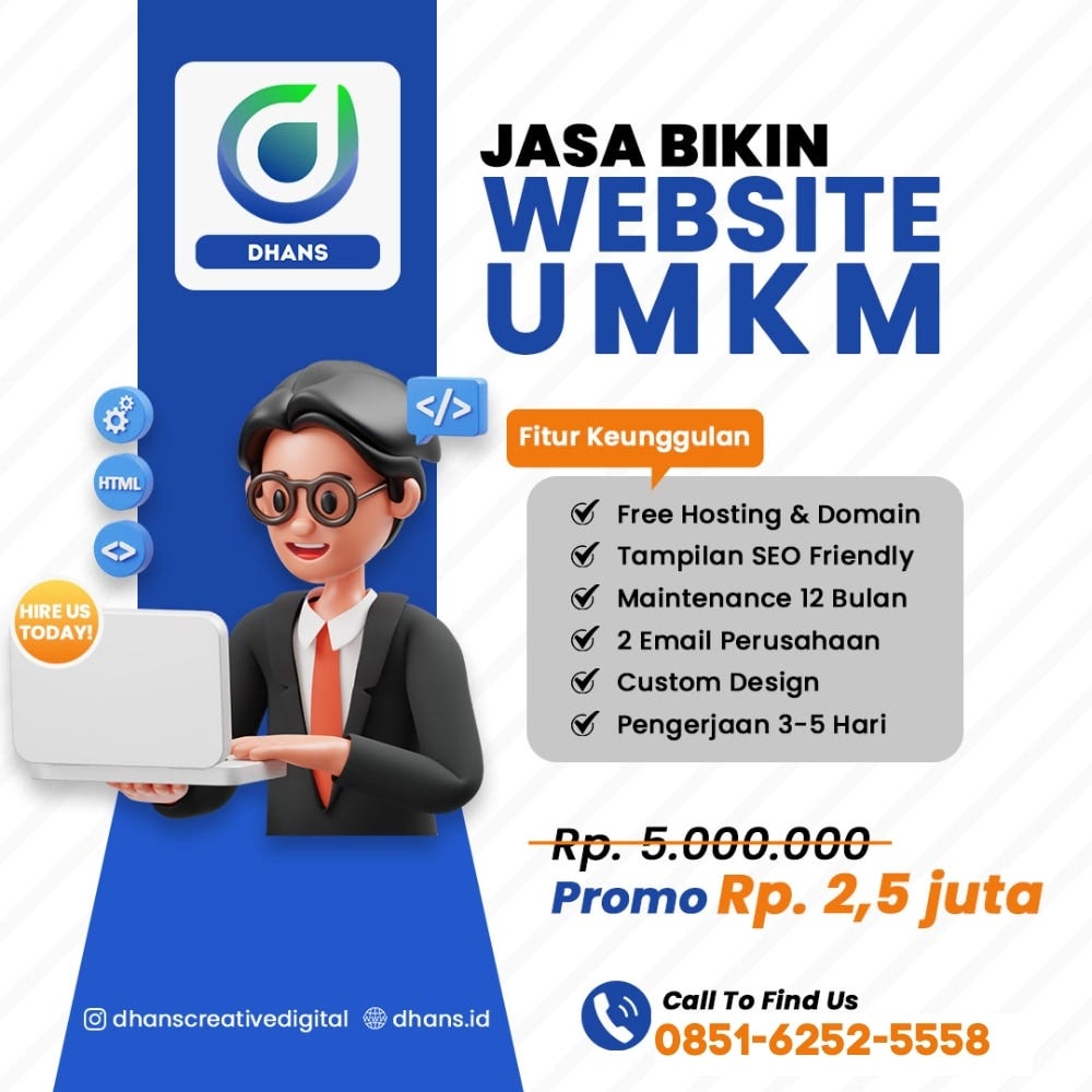 Promo, brosur jasa pembuatan website, Tasikmalaya, WA: 0851–6252–5558 ...