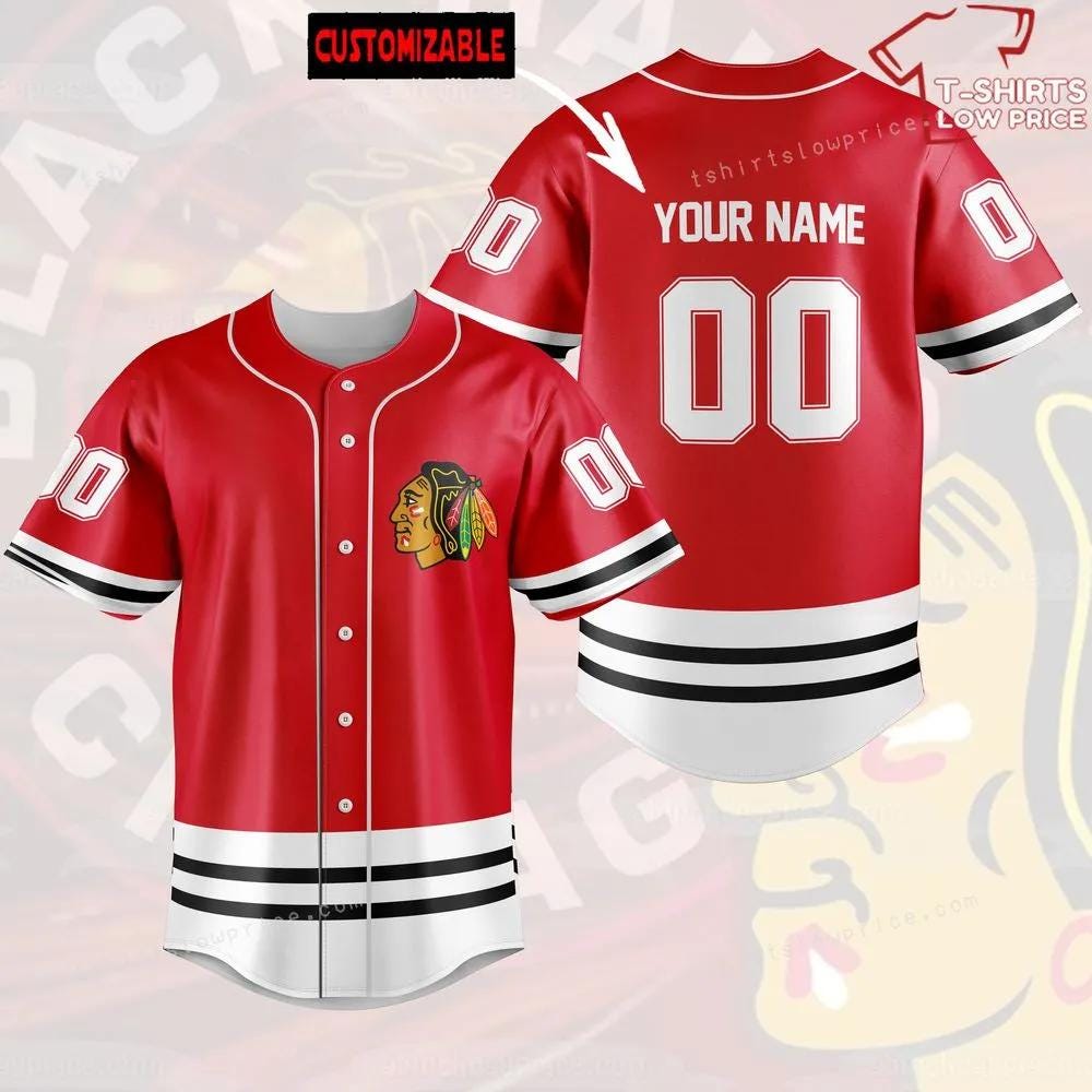 Personalized Chicago Blackhawks Red Baseball Jersey | by Kershaw ...