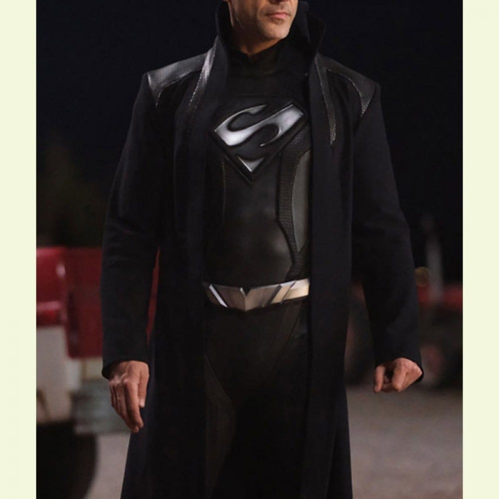 Superman and Lois Adam Rayner Black Trench Coat - Jhonbring - Medium